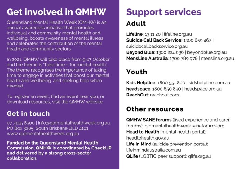QMHW A6 Postcard — Queensland Mental Health Week